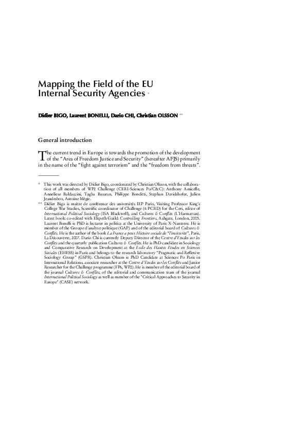 (PDF) The Field of the EU Internal Security Agencies
