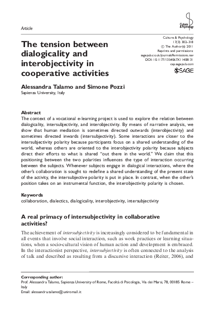 (PDF) The tension between dialogicality and interobjectivity in ...