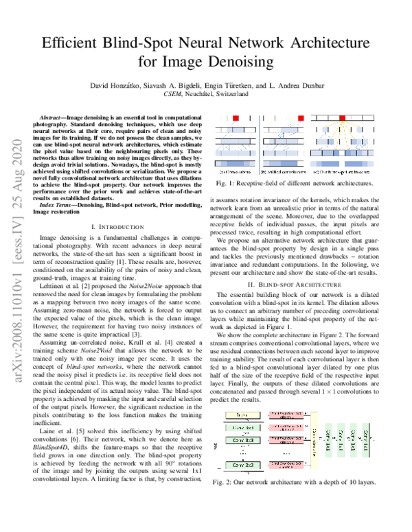 (PDF) Efficient Blind-Spot Neural Network Architecture for Image Denoising