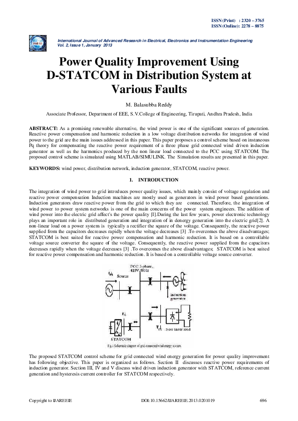 (PDF) Power Quality Improvement Using D-STATCOM In Distribution System ... (PDF) Power Quality Improvement Using D-STATCOM In Distribution System ...