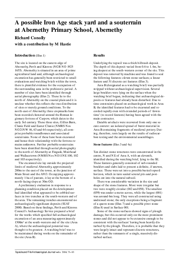 (PDF) A possible Iron Age stack yard and a souterrain at Abernethy ...