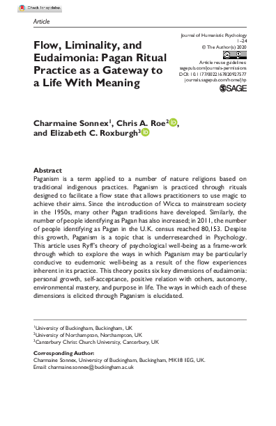 (PDF) Flow, Liminality, and Eudaimonia: Pagan Ritual Practice as a ...