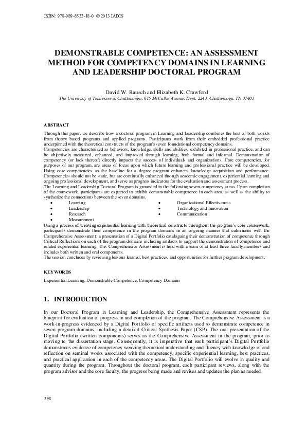 (PDF) Demonstrable Competence: An Assessment Method for Competency ...