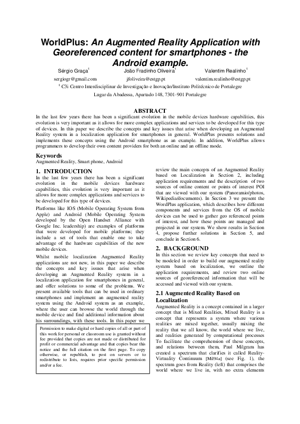(PDF) WorldPlus: An Augmented Reality Application with Georeferenced content for smartphones-the ...