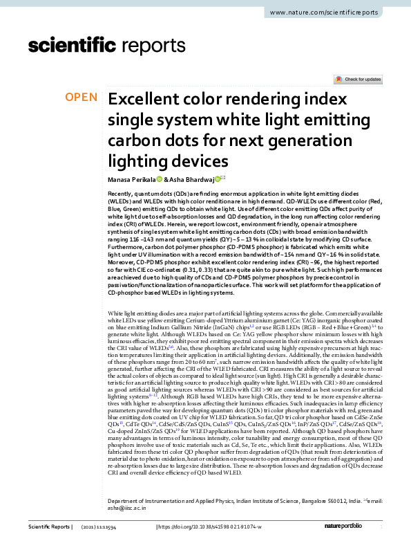 (PDF) Excellent color rendering index single system white light ...