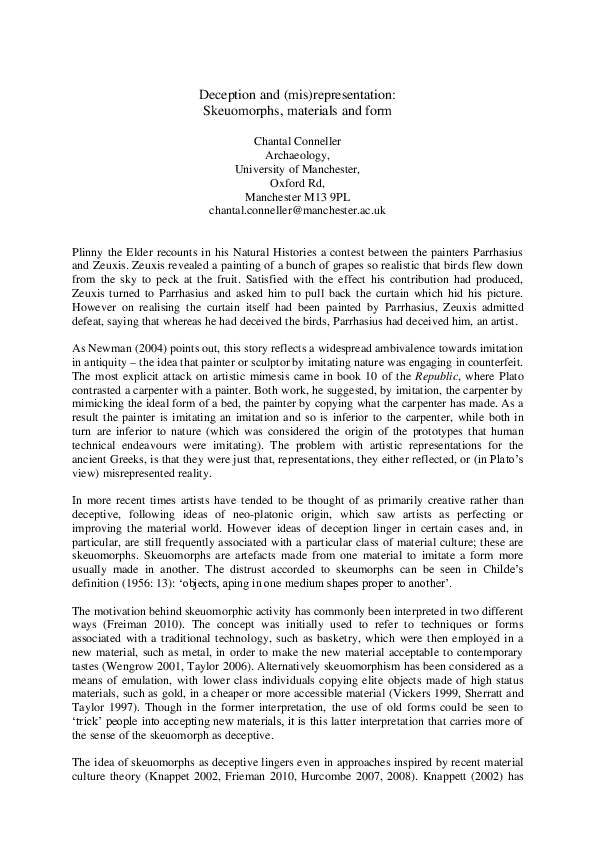 (PDF) Deception and (mis)representation: Skeuomorphs, materials and form