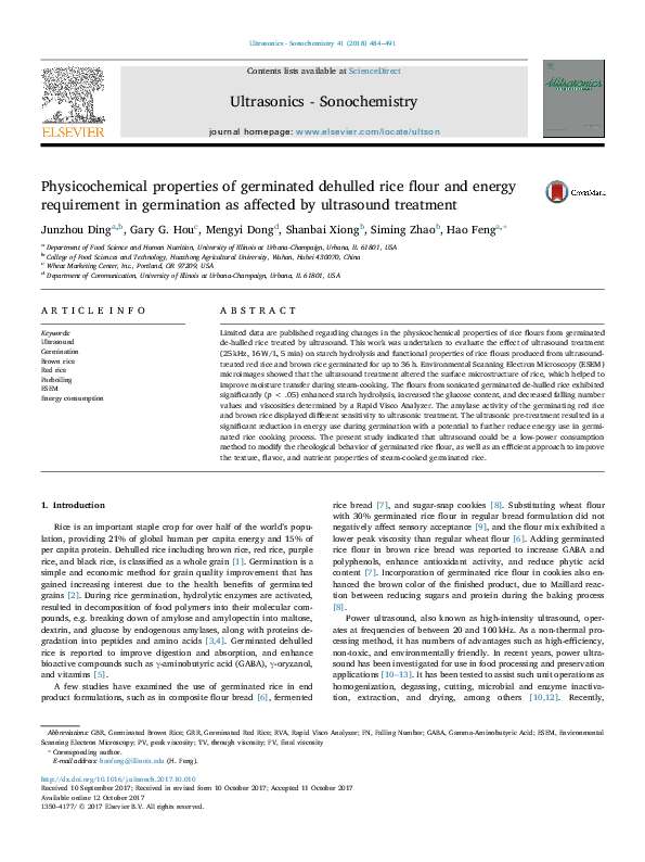 (PDF) Physicochemical properties of germinated dehulled rice flour and ...