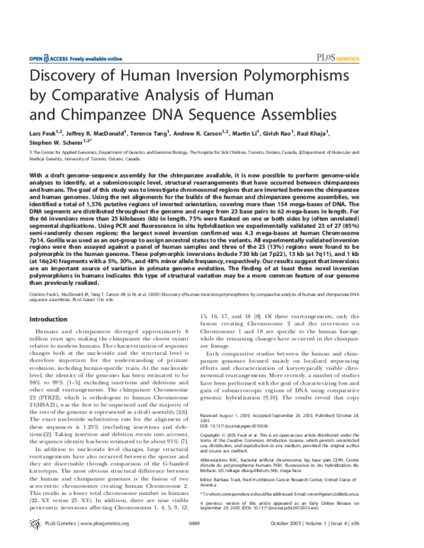(PDF) Discovery of human inversion polymorphisms by comparative ...
