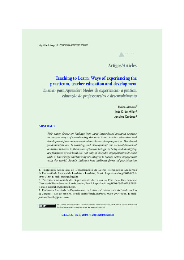 (PDF) Teaching to Learn: Ways of experiencing the practicum, teacher ...
