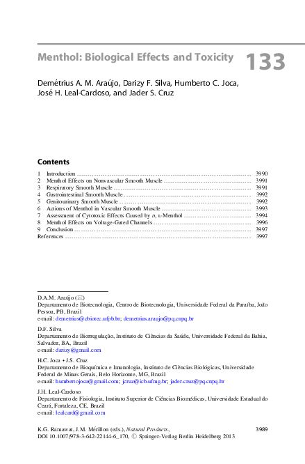 (PDF) Menthol: Biological Effects and Toxicity