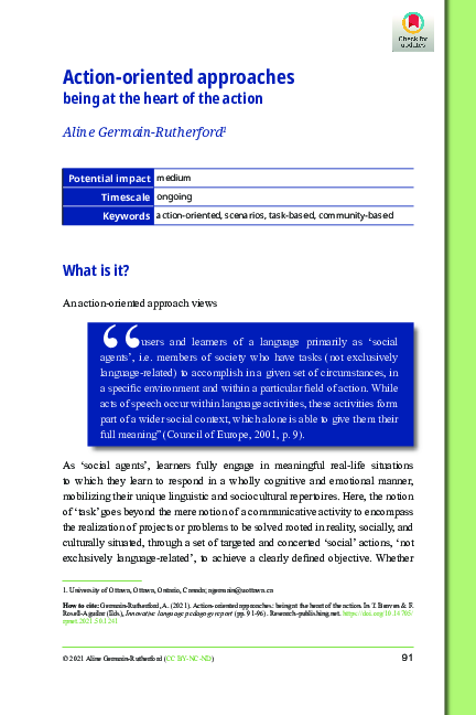 (PDF) Action-oriented approaches: being at the heart of the action