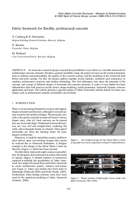 (PDF) Fabric formwork for flexible, architectural concrete
