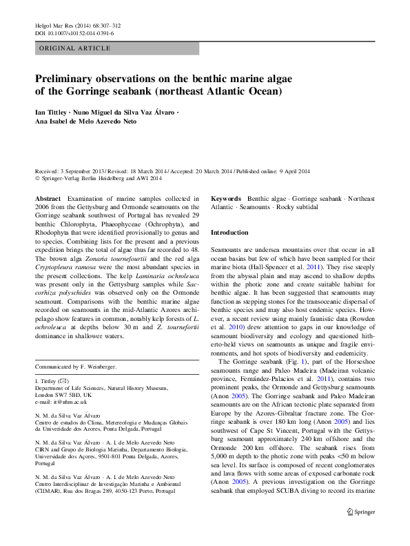 (PDF) Preliminary observations on the benthic marine algae of the ...