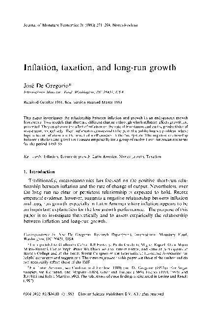 (PDF) Inflation, taxation, and long-run growth