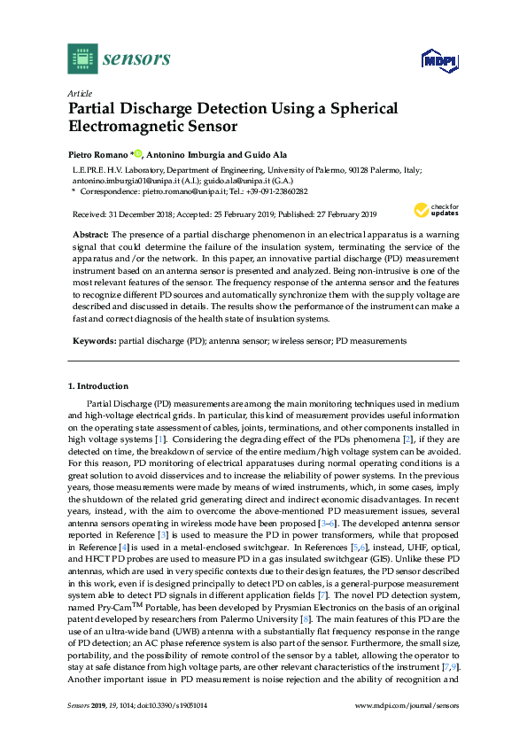 (PDF) Partial Discharge Detection Using a Spherical Electromagnetic Sensor