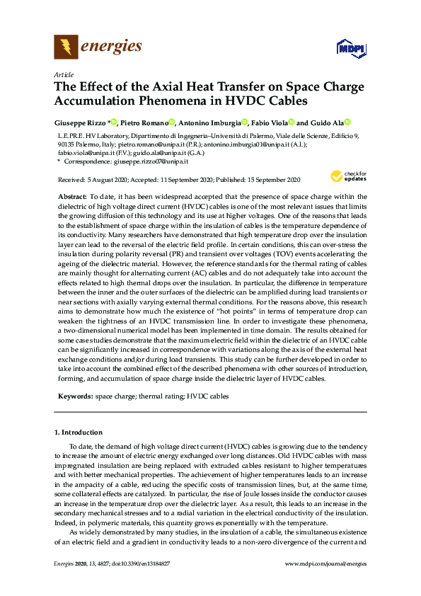 (PDF) The Effect of the Axial Heat Transfer on Space Charge Accumulation Phenomena in HVDC Cables