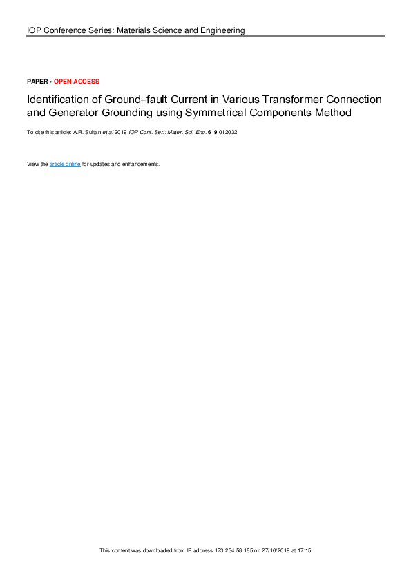 Pdf Identification Of Groundfault Current In Various Transformer Connection And Generator