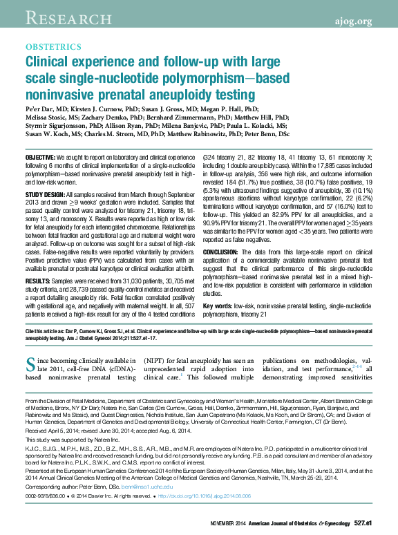 (PDF) Clinical experience and follow-up with large scale single-nucleotide polymorphism-based ...