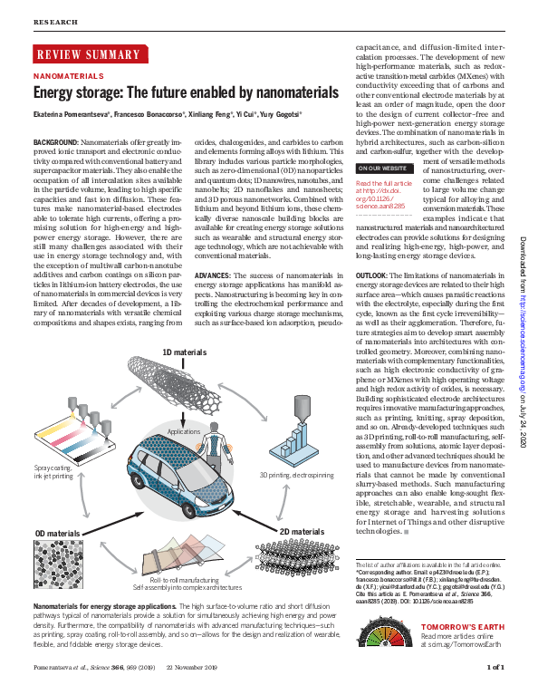 (PDF) Energy storage: The future enabled by nanomaterials