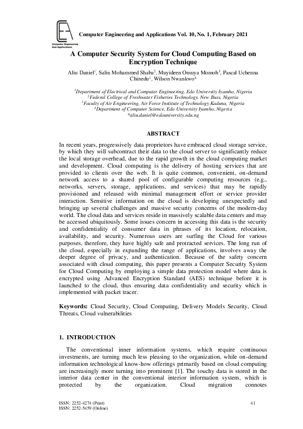 Pdf Encryption Based Security For Cloud Computing 