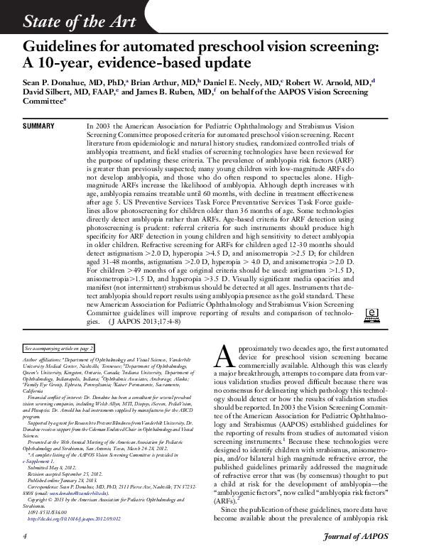 (PDF) Guidelines for automated preschool vision screening: A 10-year ...