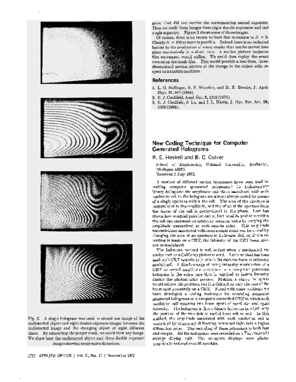 (PDF) New Coding Technique for Computer Generated Holograms