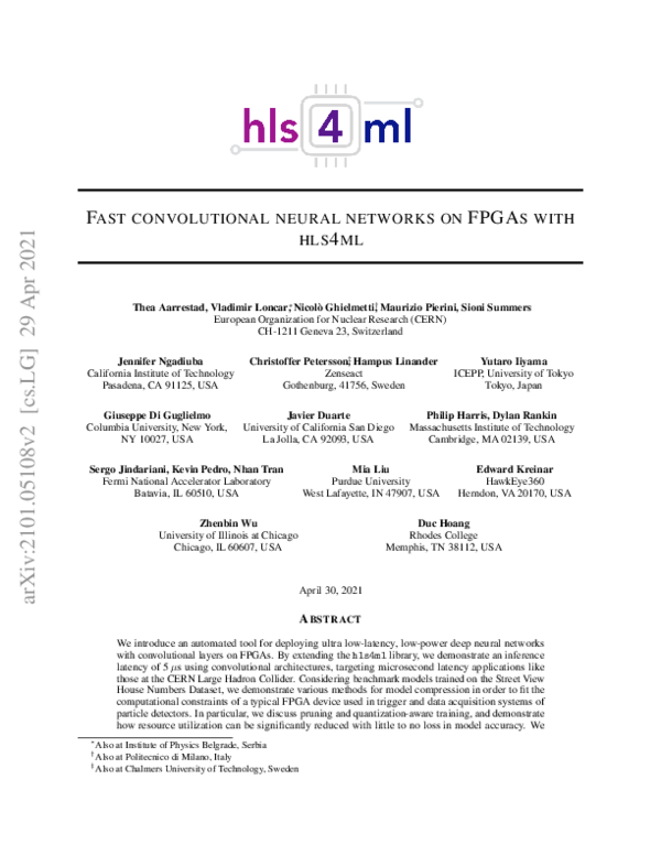 Pdf Fast Convolutional Neural Networks On Fpgas With Hls4ml 