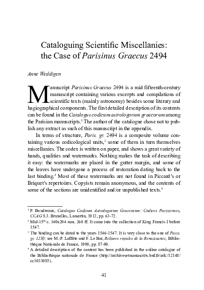 (PDF) Cataloguing Scientific Miscellanies: the Case of Parisinus ...