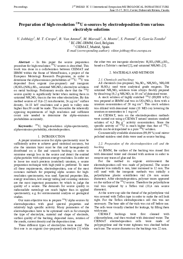 (PDF) Preparation of high-resolution 238U alpha-sources by ...