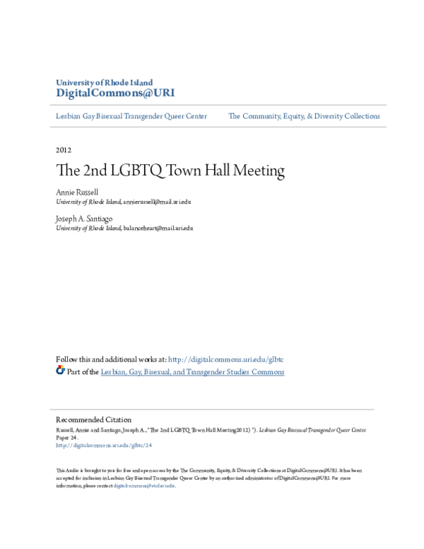 (PDF) The 2nd LGBTQ Town Hall Meeting
