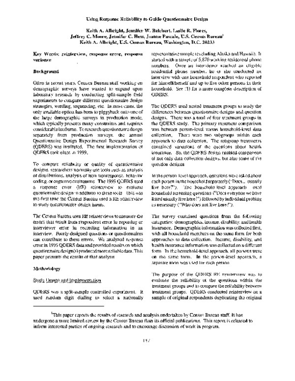 (PDF) Using Response Reliability to Guide Questionnaire Design