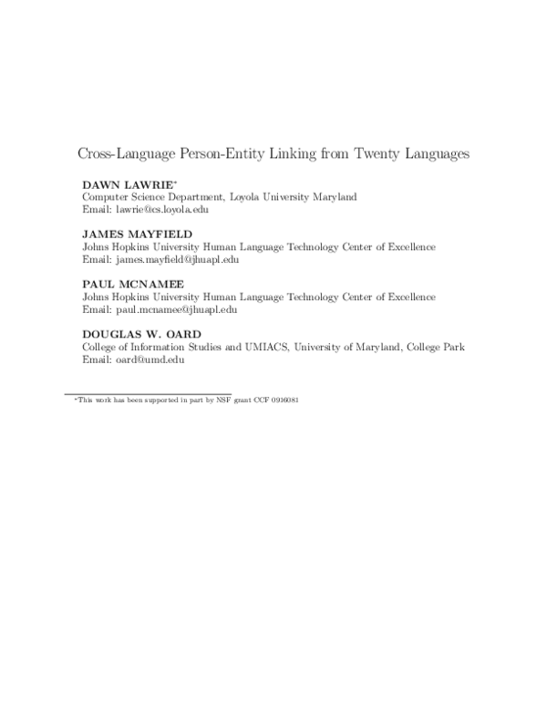 (PDF) Cross-Language Person-Entity Linking from Twenty Languages