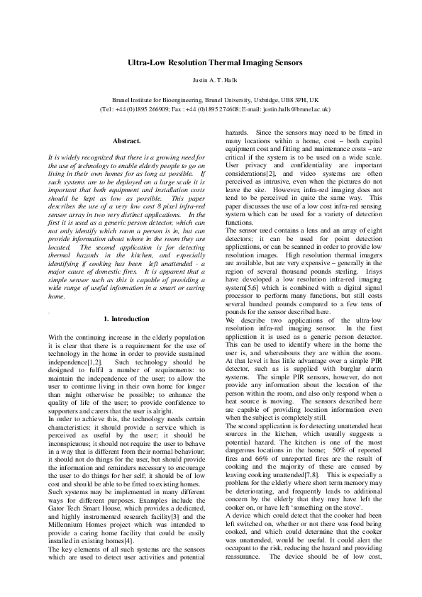 (PDF) Ultra-Low Resolution Thermal Imaging Sensors