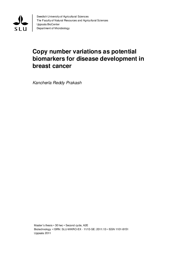 (PDF) Copy number variations as potential biomarkers for disease ...