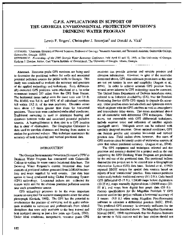 (PDF) G.P.S. Applications in Support of the Georgia Environmental ...