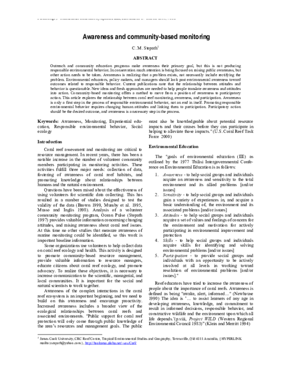 (PDF) Awareness and community-based monitoring