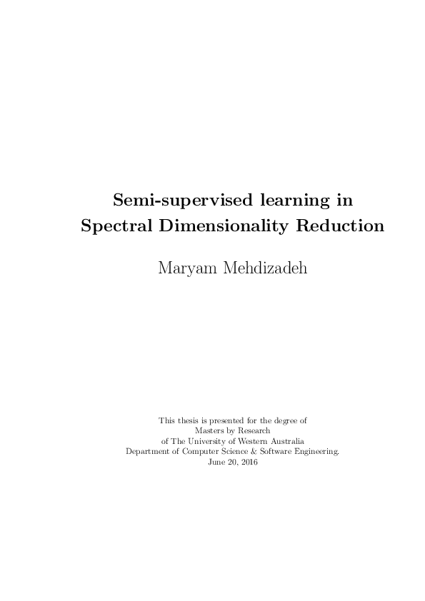 (PDF) Semi-supervised learning in Spectral Dimensionality Reduction