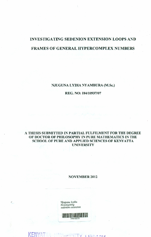 (PDF) Investigating Sedenion Extension Loops and Frames of General ...