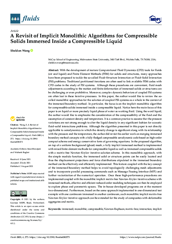 Pdf A Revisit Of Implicit Monolithic Algorithms For Compressible Solids Immersed Inside A