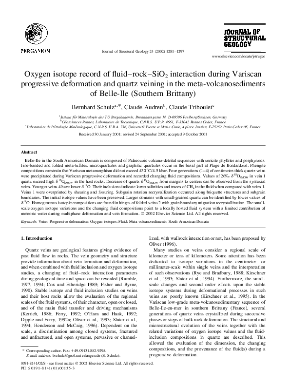 (PDF) Oxygen isotope record of fluid–rock–SiO2 interaction during ...