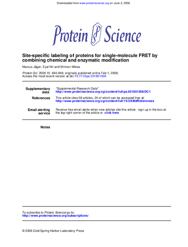 (PDF) combining chemical and enzymatic modification Site-specific ...