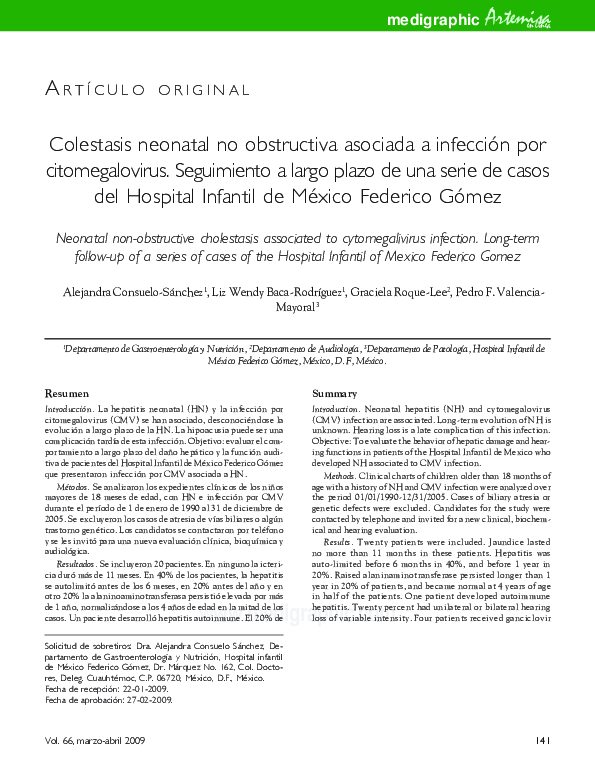 (PDF) Colestasis neonatal no obstructiva asociada a infección por ...