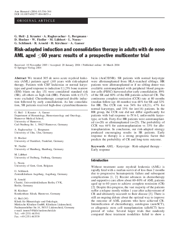 (PDF) Risk-adapted induction and consolidation therapy in adults with ...
