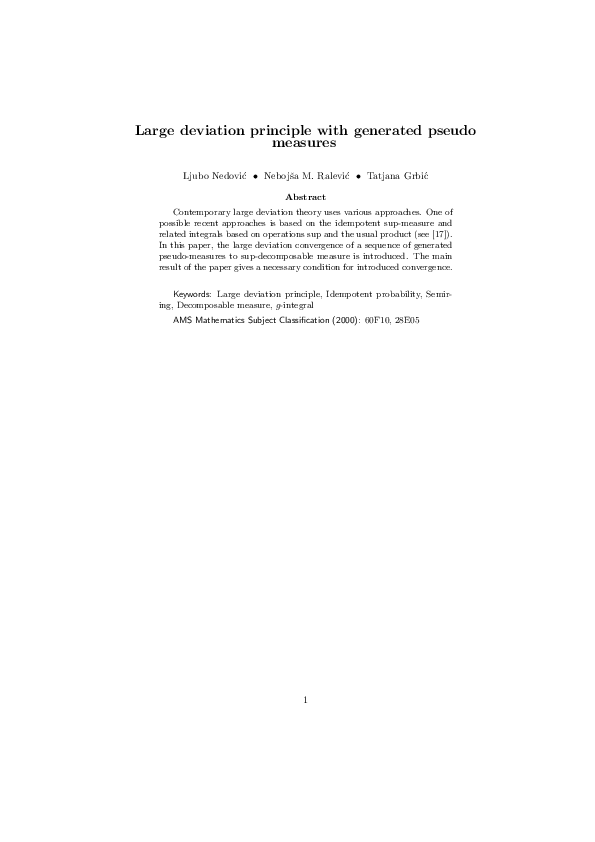 (PDF) Large deviation principle with generated pseudo measures