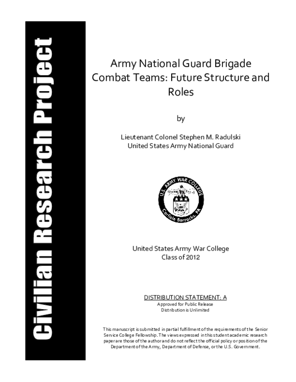 (PDF) Army National Guard Brigade Combat Teams: Future Structure and Roles