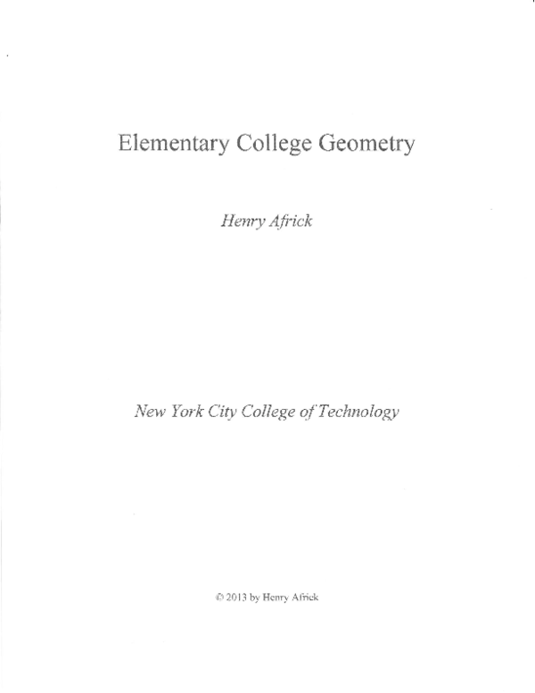 (PDF) Elementary College Geometry
