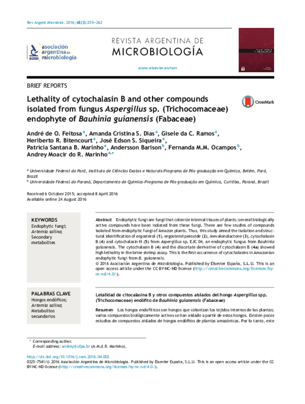 (PDF) Lethality of cytochalasin B and other compounds isolated from ...