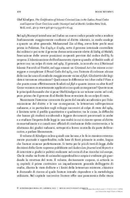 (PDF) Book review of "The Codification of Islamic Criminal Law in the ...