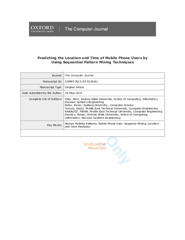 Pdf Mobile User Activity Prediction Via Pattern Mining