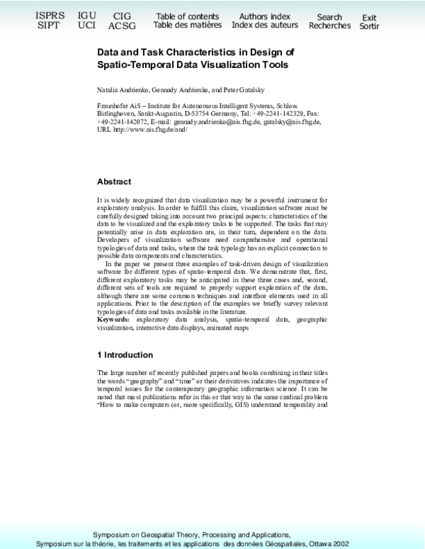 Pdf Data And Task Characteristics In Design Of Spatio Temporal Data Visualization Tools